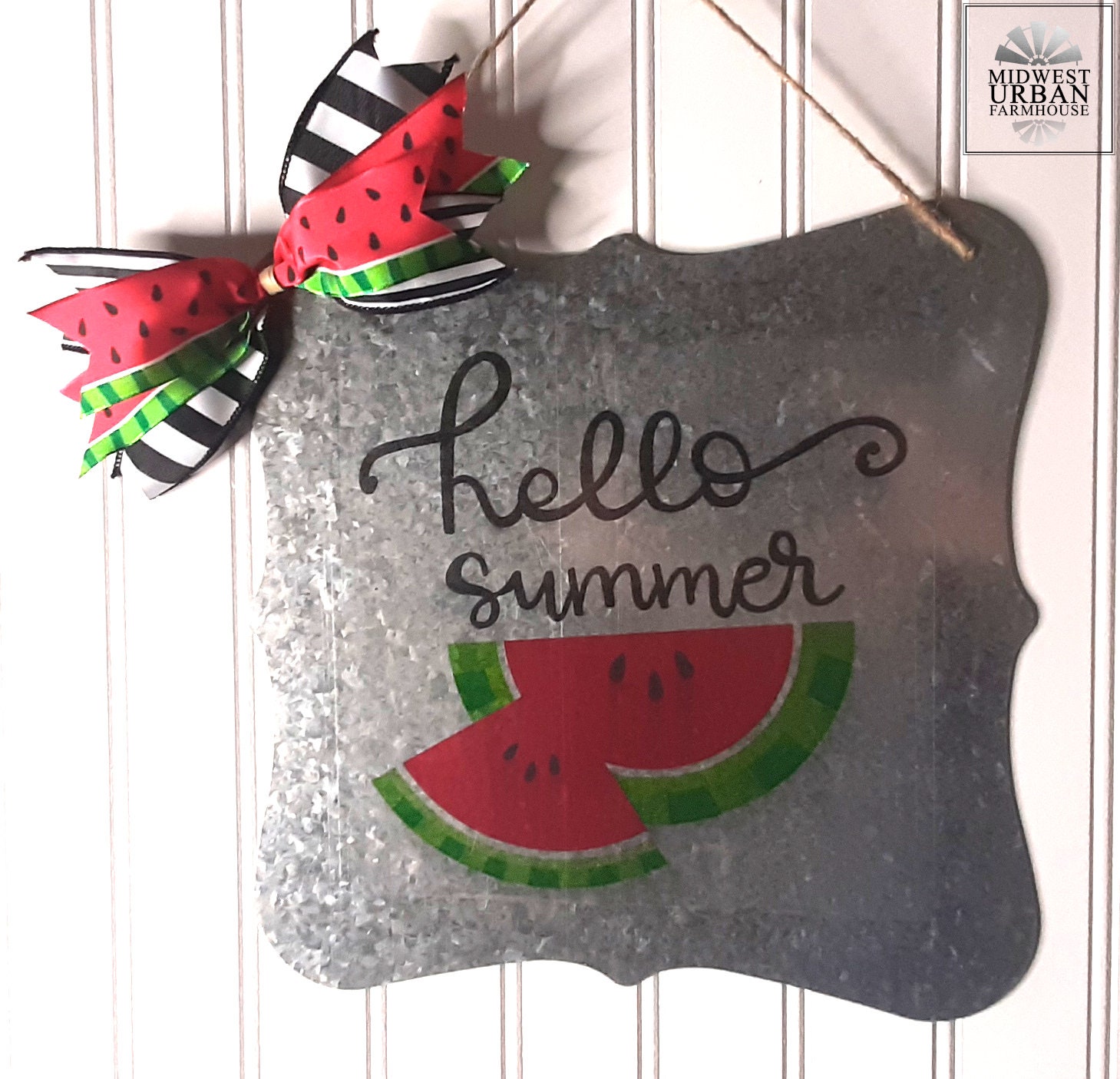 Hello Summergalvanized Metal Signwatermelon Signfarmhouse | Etsy