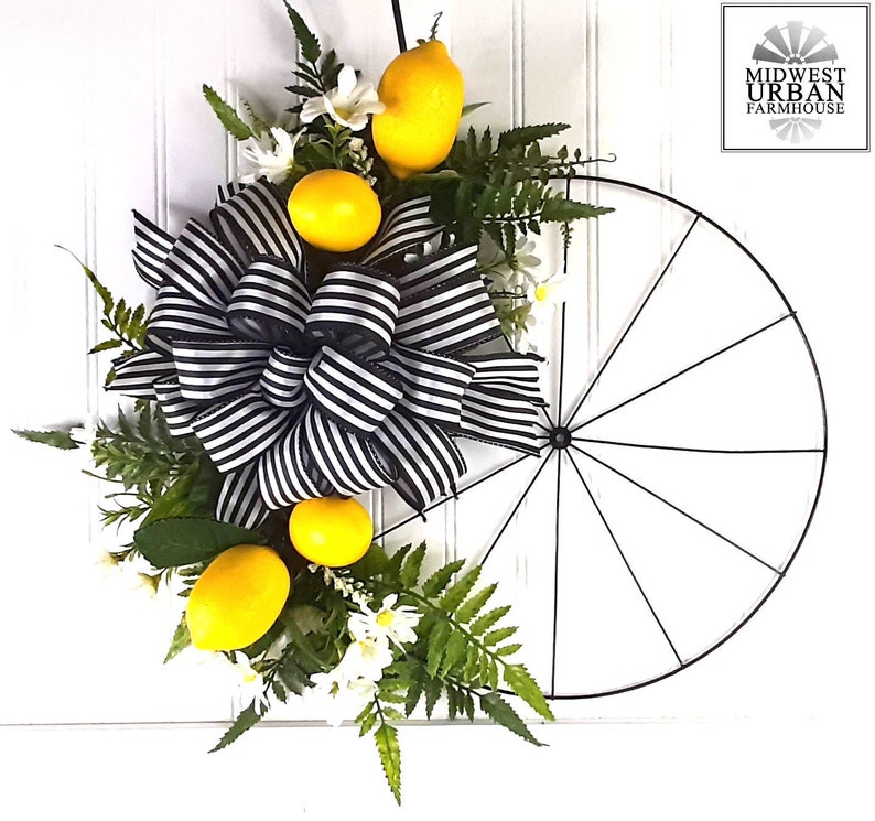 Farmhouse Lemon Bicycle Wheel Wreathsummer Wreathlemon - Etsy