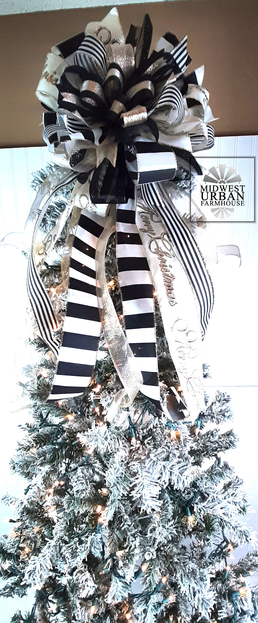 Black & Gold Tree Topper Bowelegant Tree Topper Bowclassy - Etsy