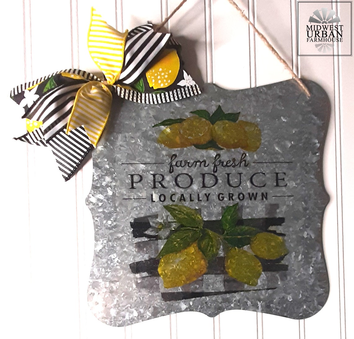 Lemon Sign Galvanized Metal Signmetal Wall Sign With Bowtin - Etsy