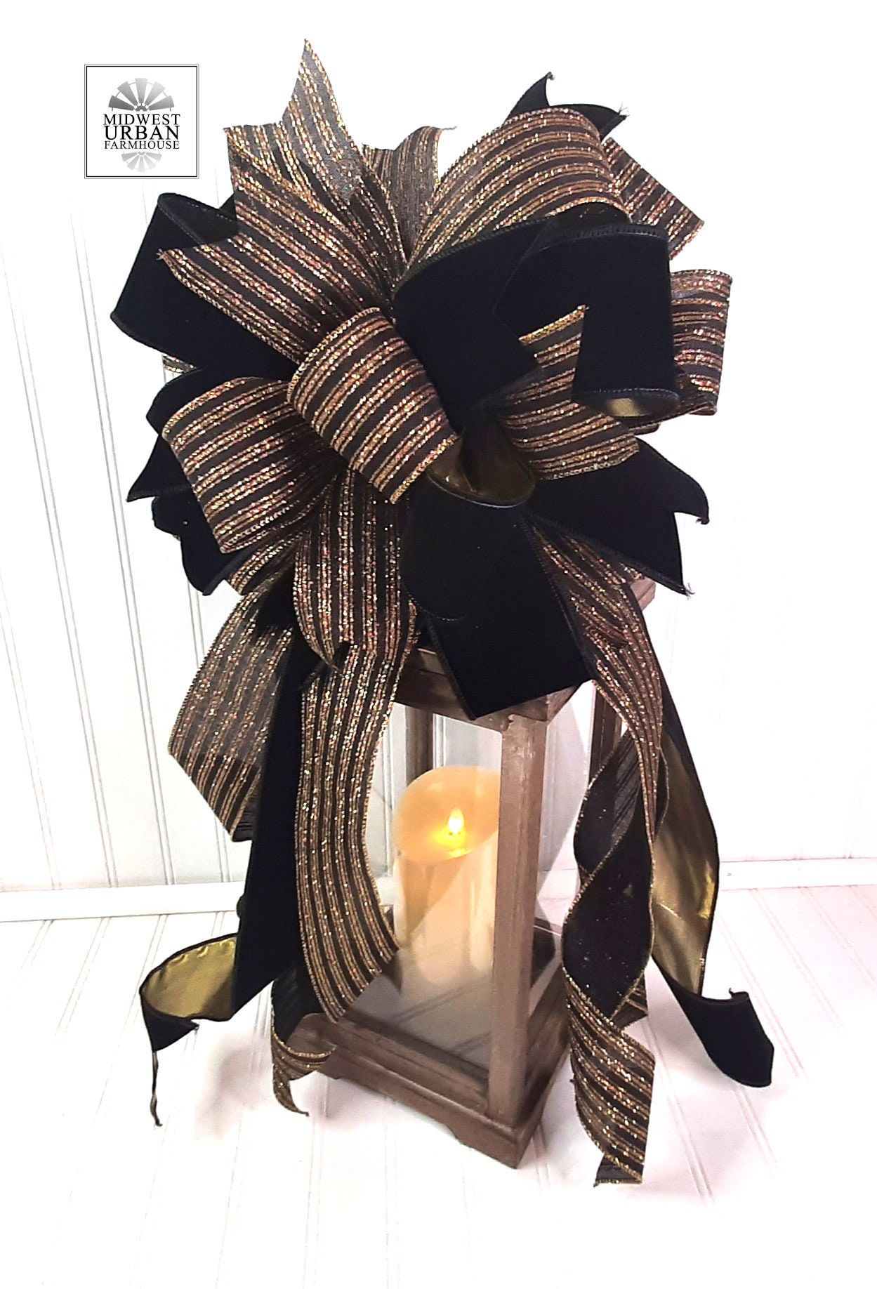 Black Velvet Tree Topper|black & Gold Tree Topper|gold and Black ...