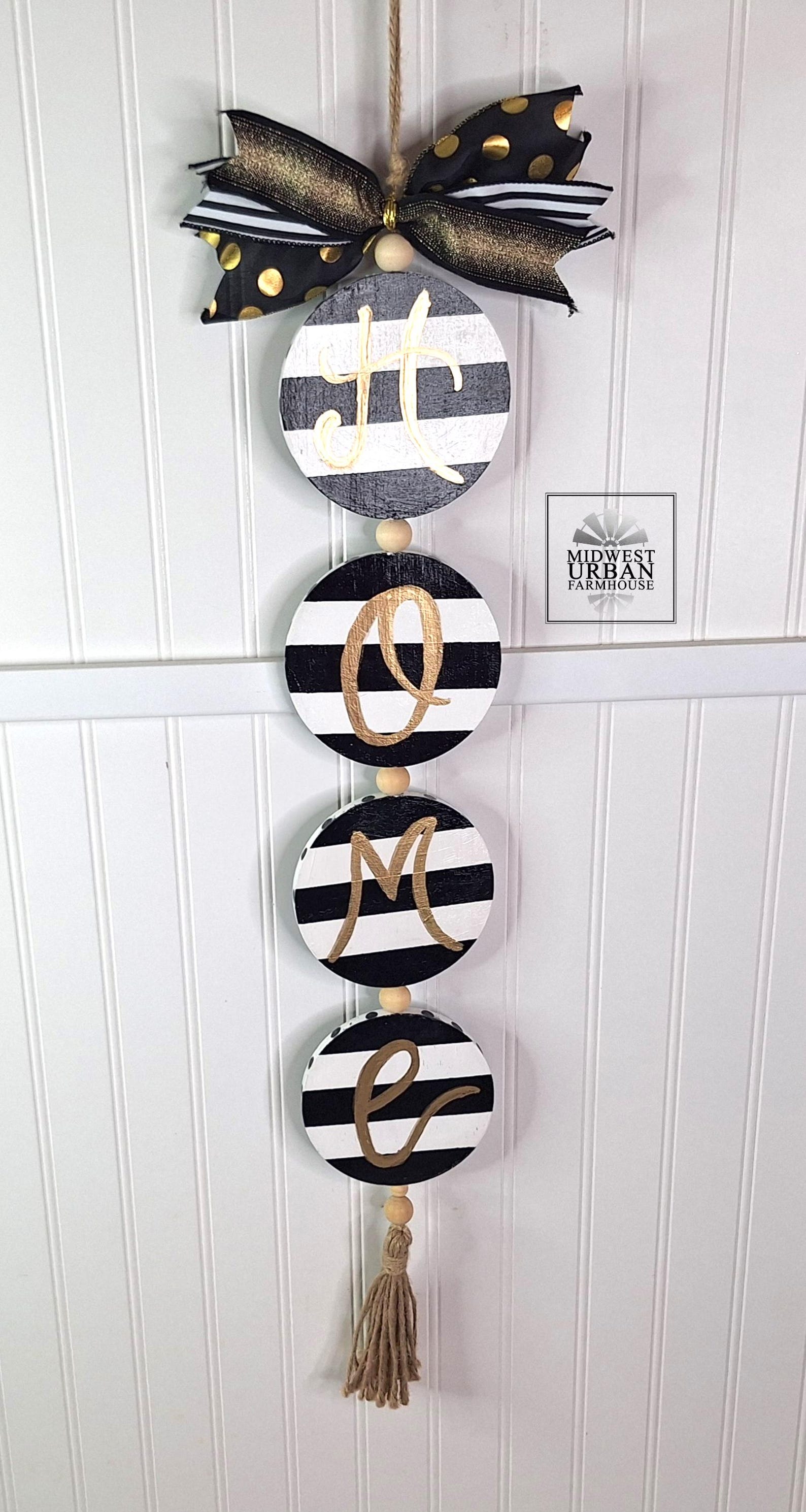 Home Wall Hanger|black and White Stripe|gold and Black Door Hanger ...