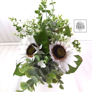 Farmhouse Sunflower Bouquet|white Sunflower Arrangement|sunflower ...