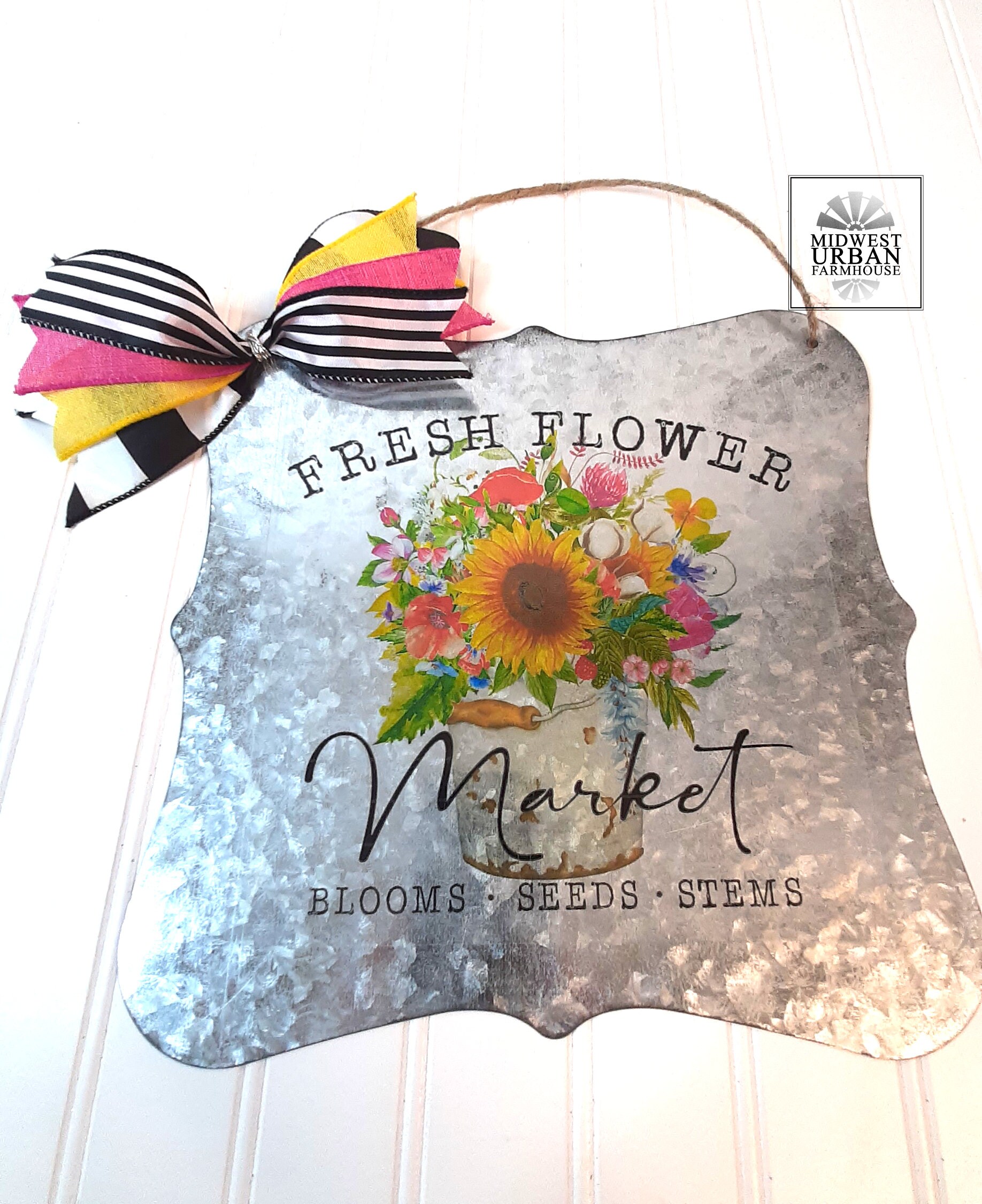 Fresh Flower Market Galvanized Metal Signsunflower Floral | Etsy