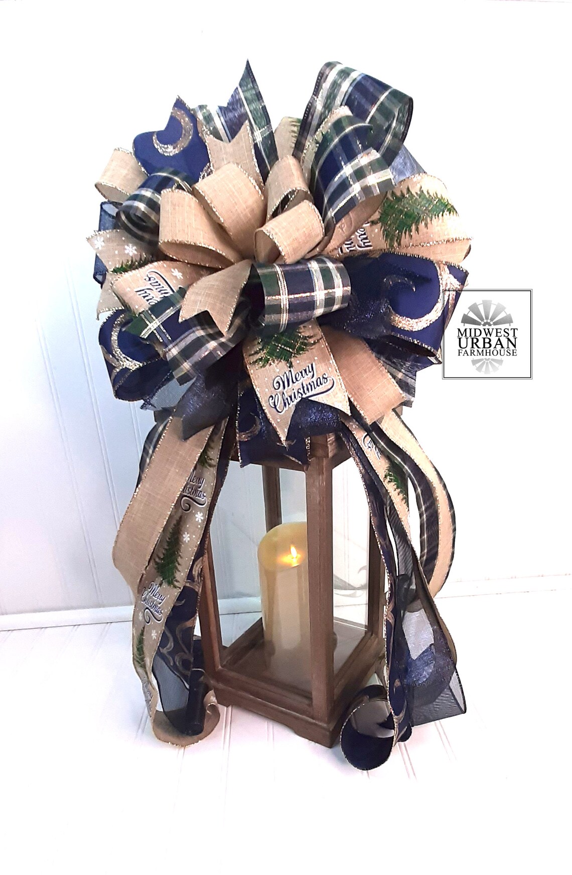 Navy Plaid Christmas Tree Toppermerry Christmas Tree | Etsy