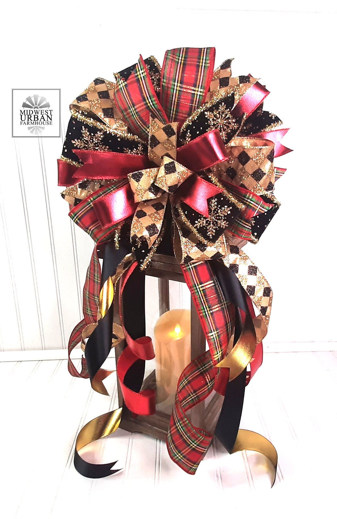 Elegant Tree Topper|red & Gold Tree Topper|classy Tree Topper|black and ...
