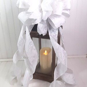 White Tree Topper|flocked White Scroll Bow Topper|elegant Christmas ...