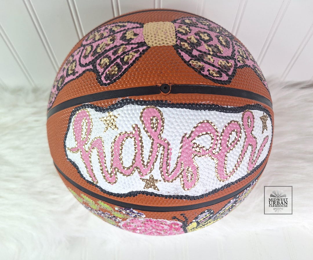 Custom Hand Painted Basketball|diva Basketball|coquette Leopard Bow ...