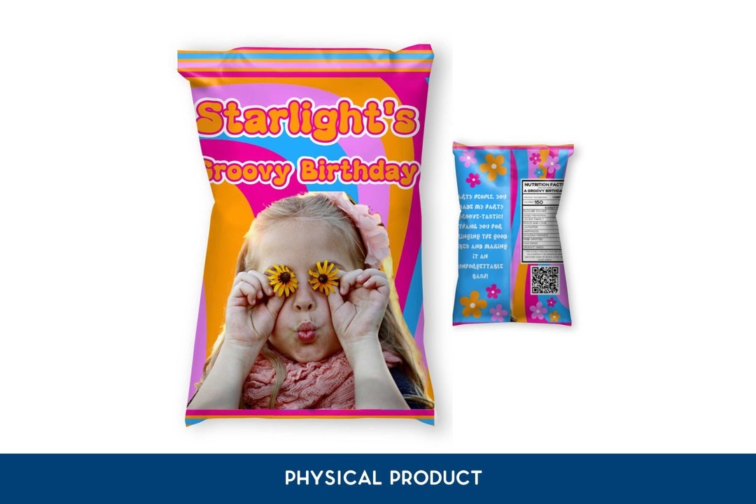 Personalized Chip Bag Labels, Custom Groovy Party Supplies for Girls ...