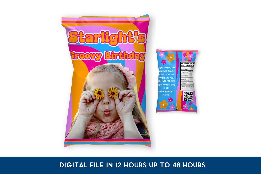Personalized Chip Bag Labels, Custom Groovy Party Supplies for Girls ...