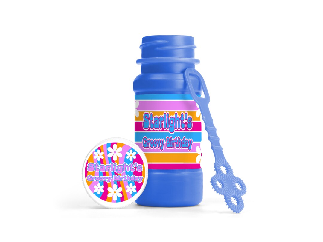 Groovy Bubble Wrapper & Lid Sticker - Retro Hippie Theme, Easy Party ...
