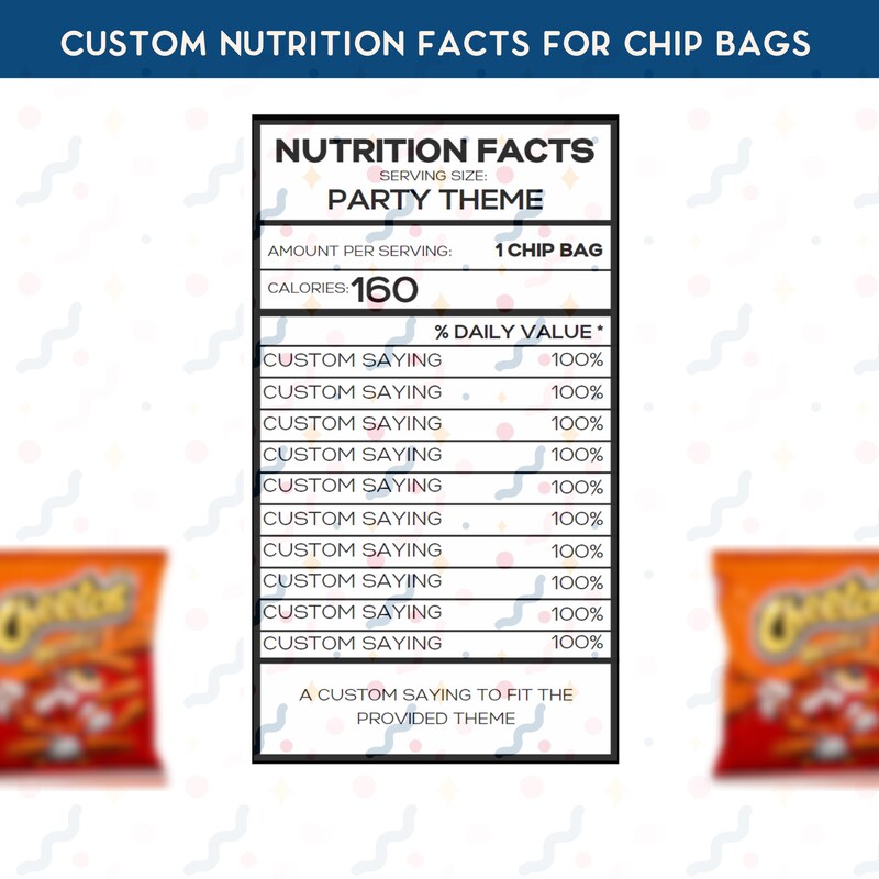 Chip Bag Nutrition Facts - Etsy
