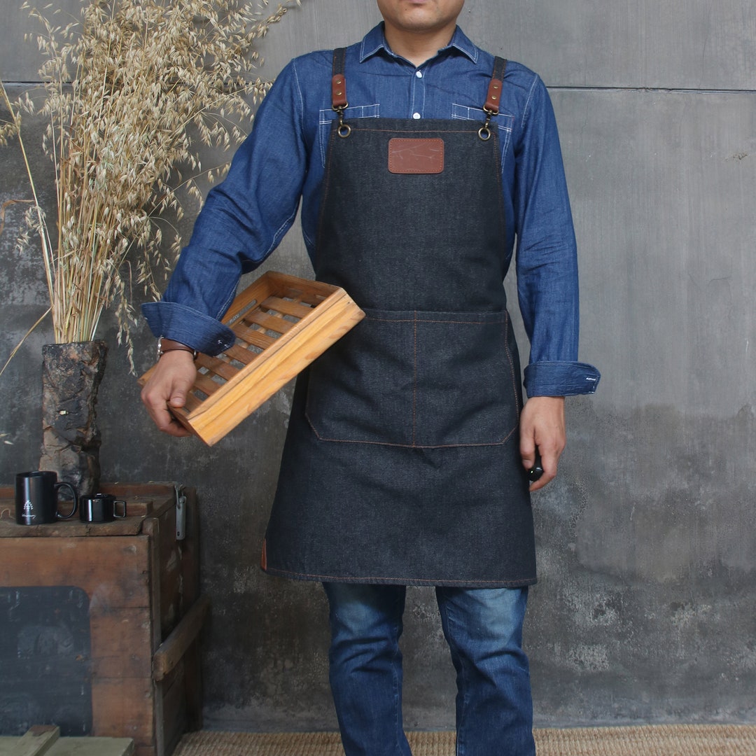 NO2304 Denim Apron Coffee Shop Apron Waiter Supermarket Apron Father ...