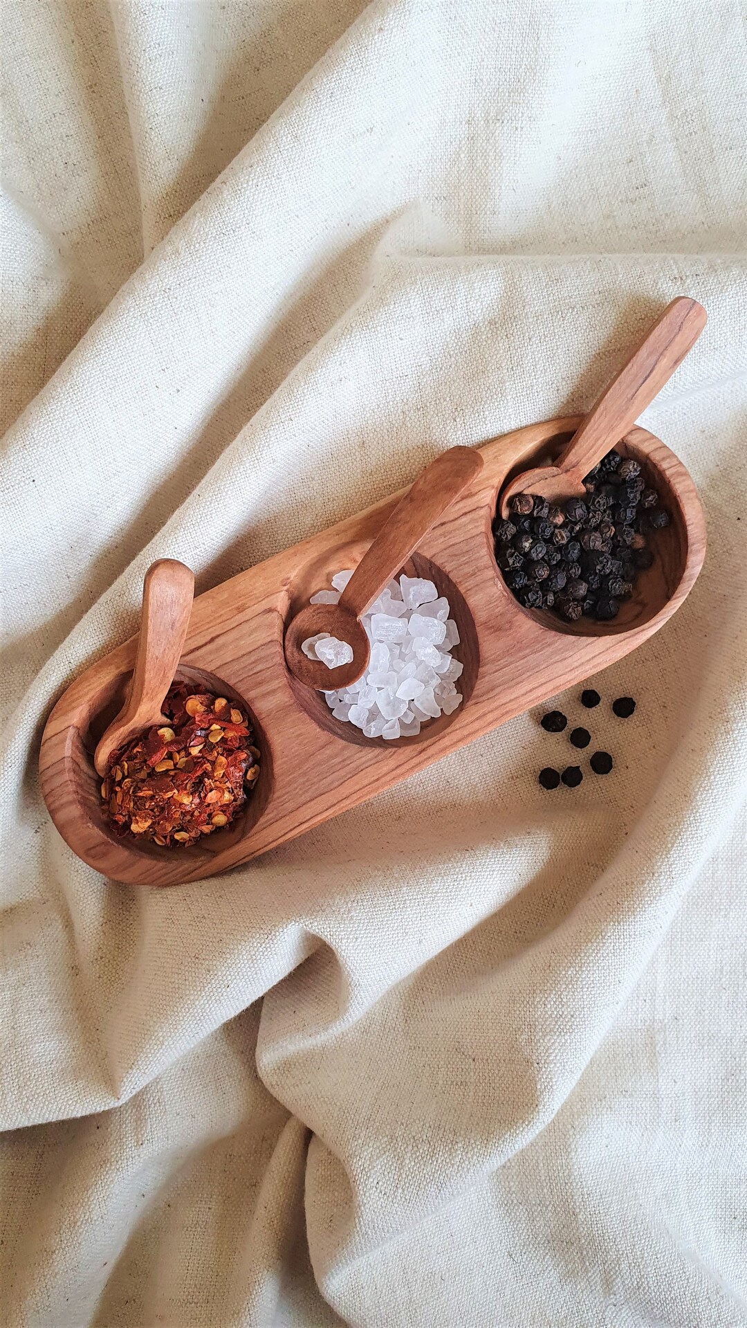 Wooden Spice Rack With Spoons Set | Rustic African Kitchen Utensil ...