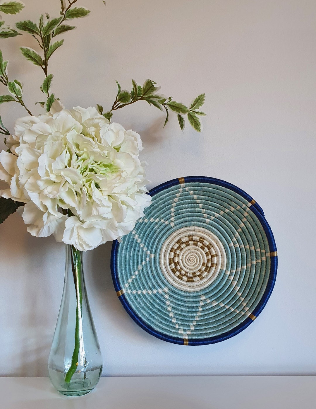 Rwanda Basket - Blue Star | Wall Basket | Wall Decor | Woven Basket ...