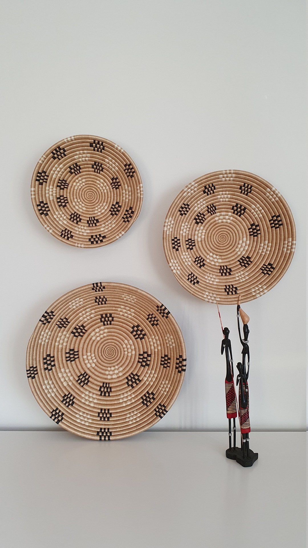 Rwanda African Basket - Beige, Black & White | Wall Basket | Storage ...