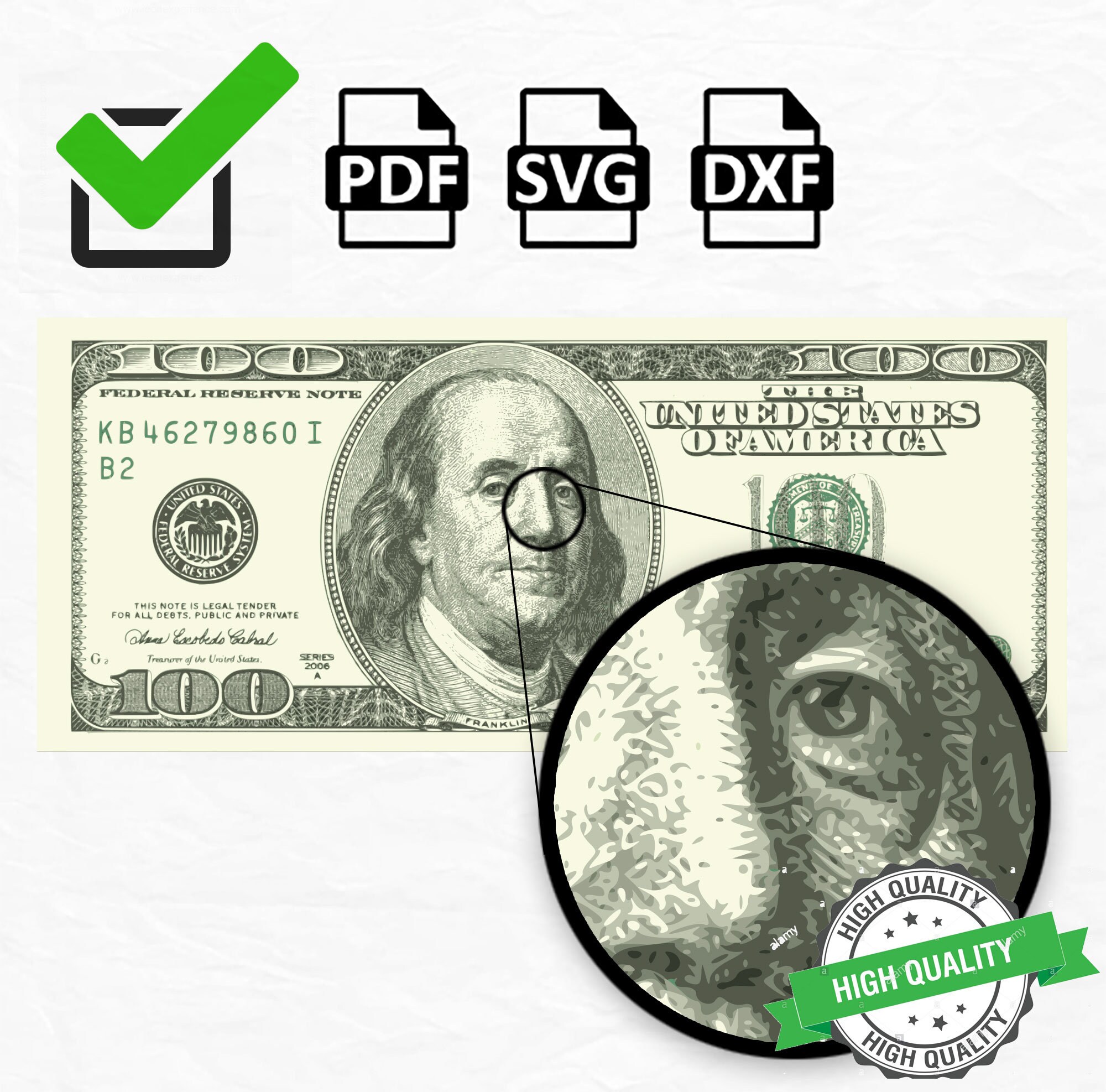 Money Svg (high Quality), Money Currency Svg, Money PDF SVG 100usd DXF ...