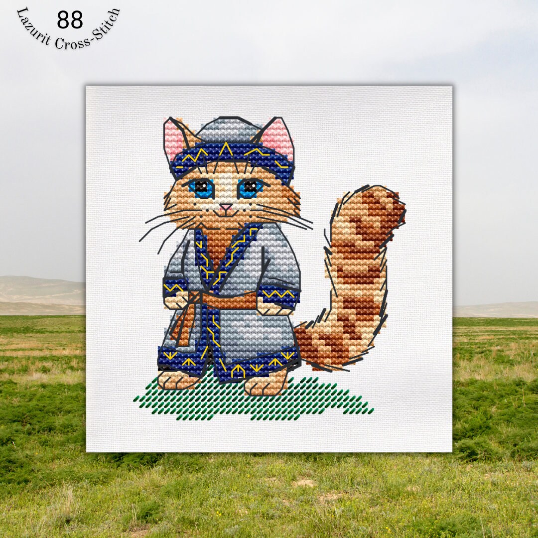 Kitty Warrior Embroidery Design: Stitch Your Own Feline Steppe Guardian ...