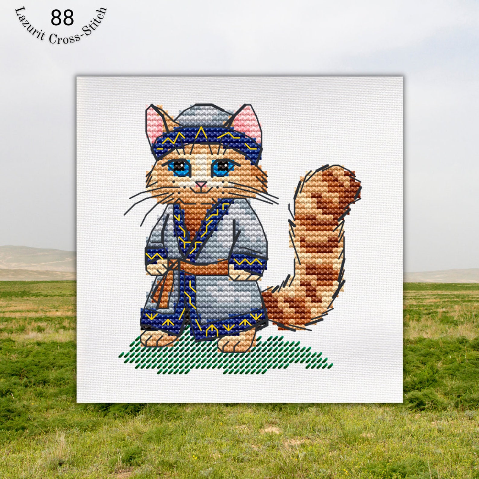 Kitty Warrior Embroidery Design: Stitch Your Own Feline Steppe Guardian ...