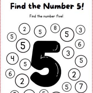 Find the Number Activity Preschool Kindergarten Number Recognition ...