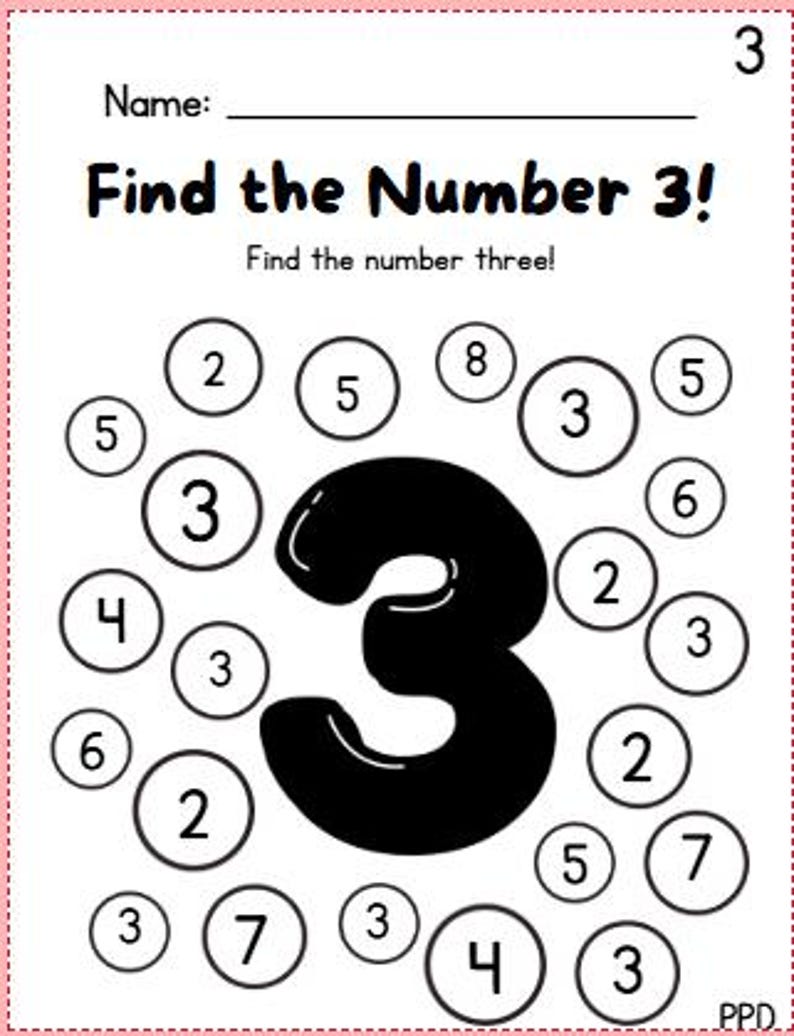 Find the Number Activity Preschool Kindergarten Number Recognition ...