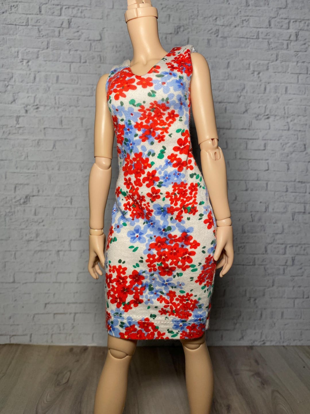 1/4 Scale BJD Clothes -- Slim MSD Minifee Floral Red White Blue Flower ...