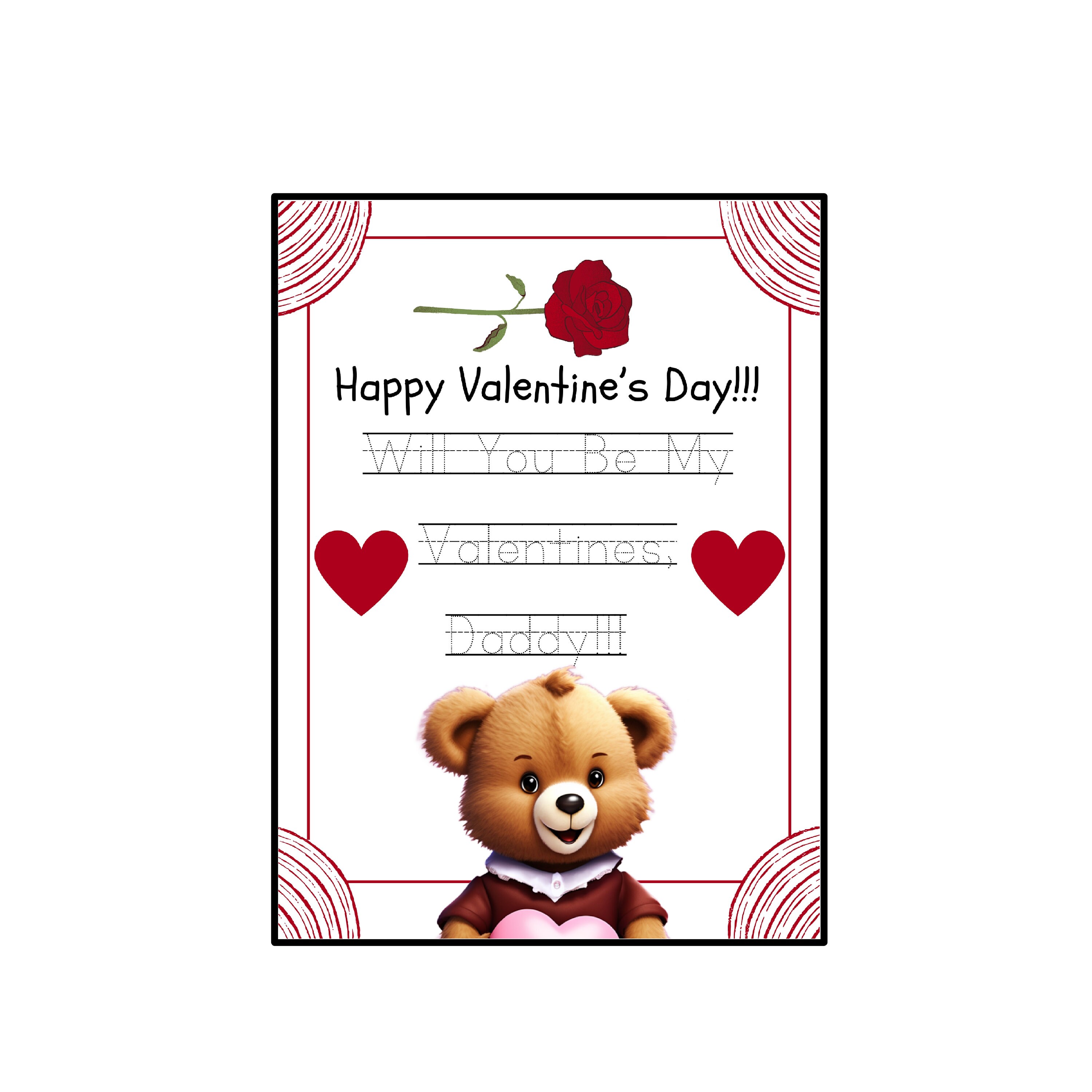 Mom and Dad Valentine's Day Letter, Adorable Kindergarten Pre-k Trace ...