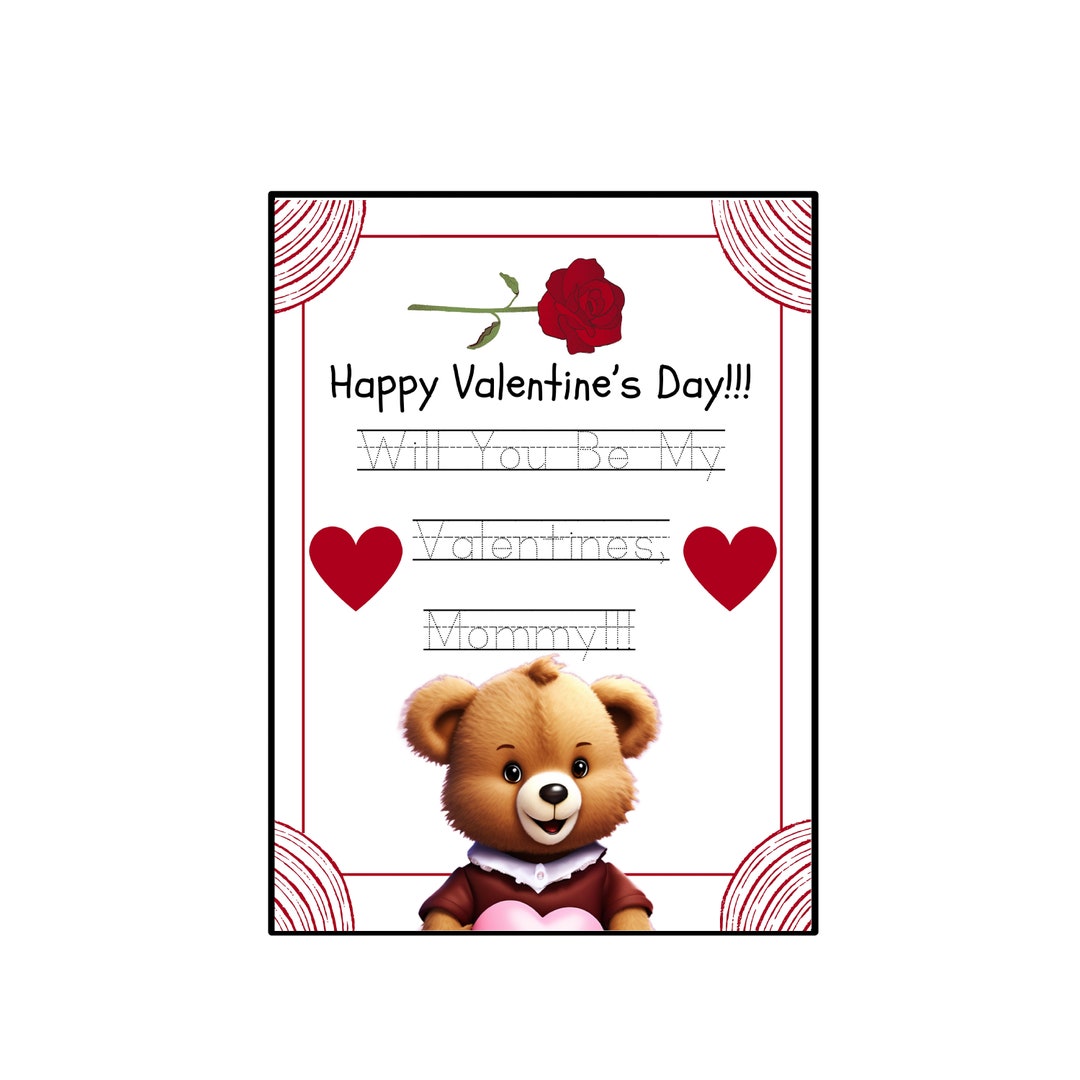 Mom and Dad Valentine's Day Letter, Adorable Kindergarten Pre-k Trace ...