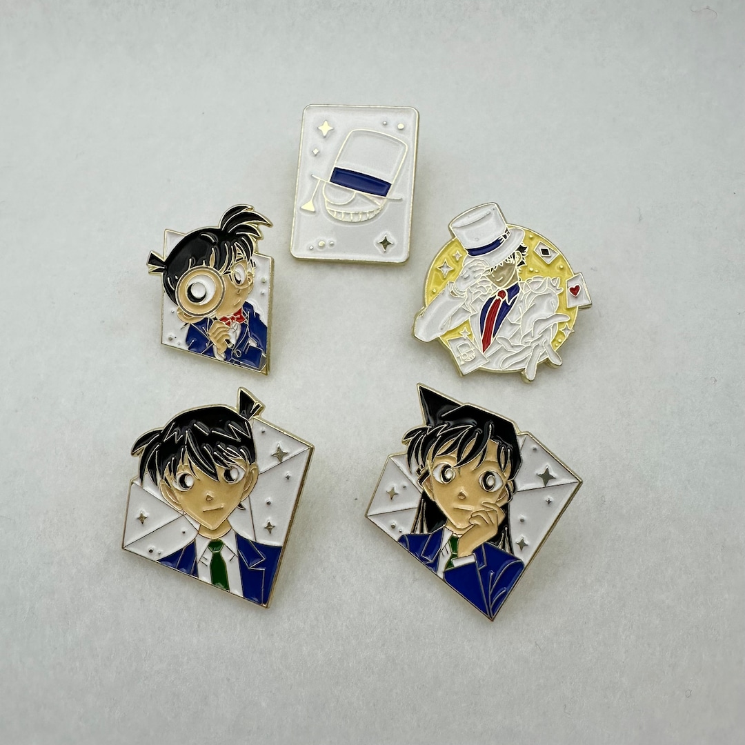 Case Closed Detective Conan Themed Set of 5 Enamel Pin Main Characters ...