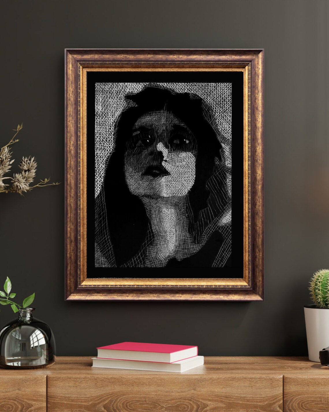 Gothic Whimsigoth Wall Art - Minimalist Ethereal Whooshing Print for a ...