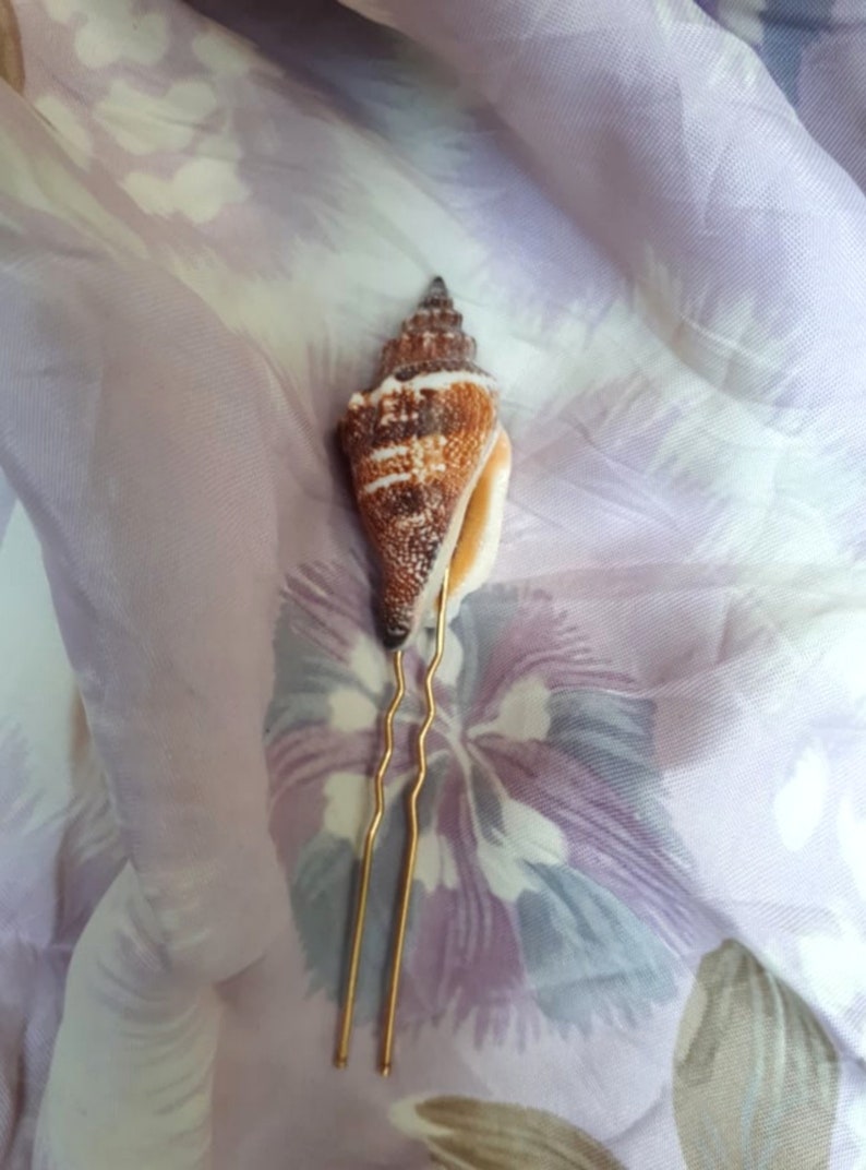 Conch Shell Hair Brass resinfork Hair Pin Shawl Pin Boh - Etsy