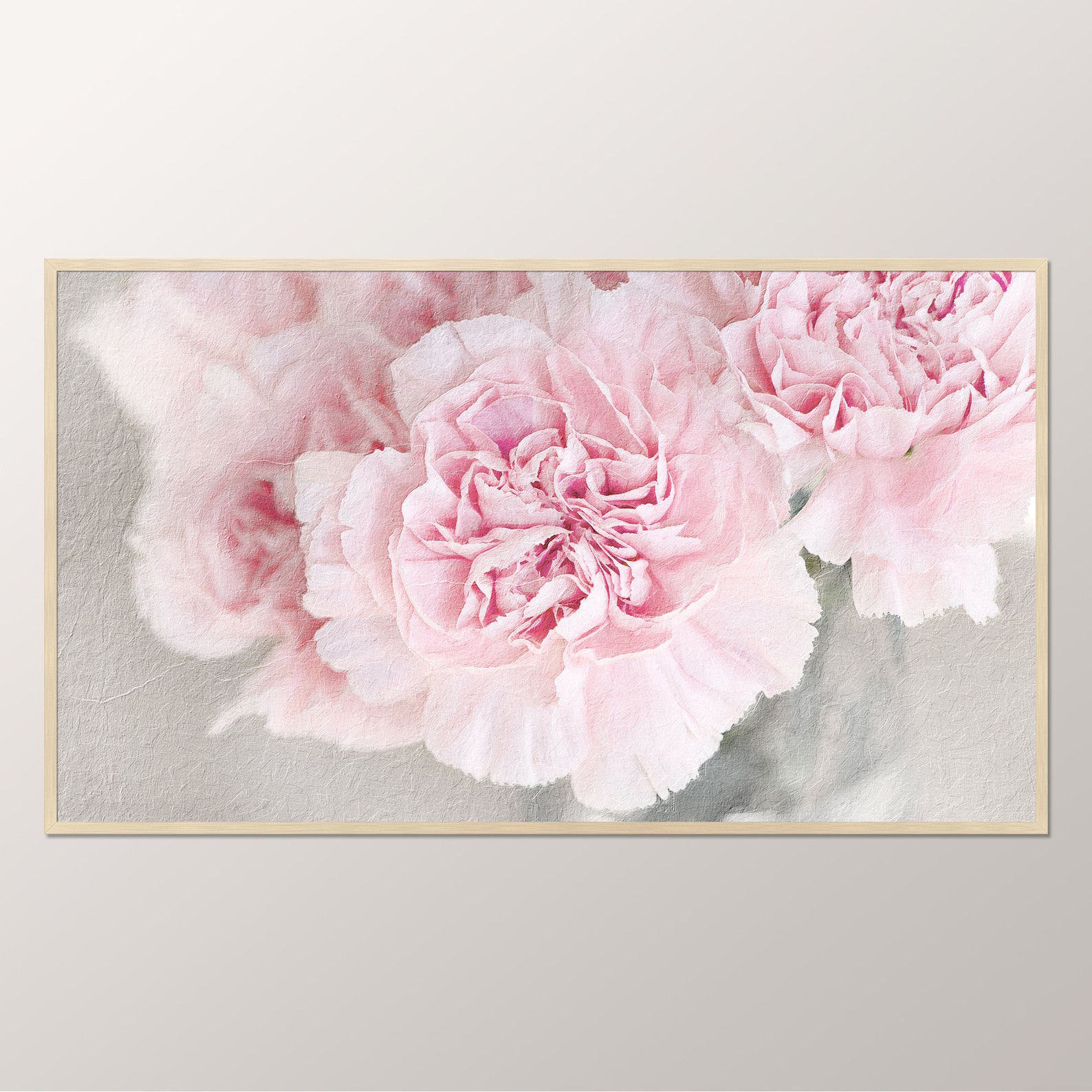 Pink Carnation Frame TV Art, Carnation Flower Digital Oil Painting ...