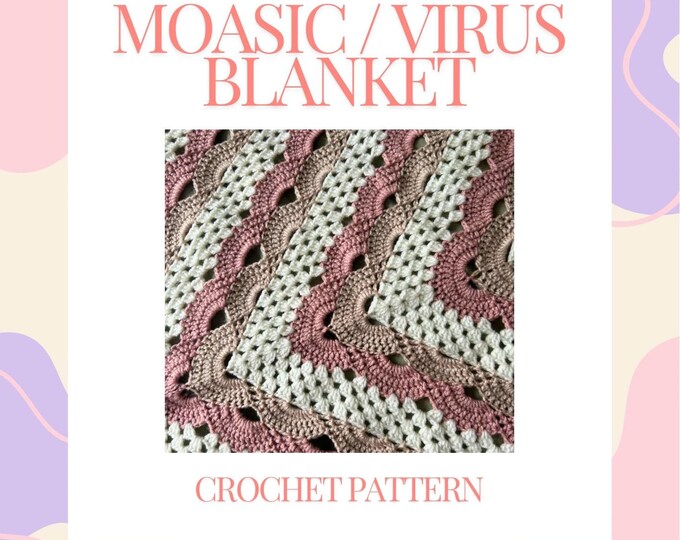 MOSAIC / VIRUS BLANKET Crochet Pattern Three Colour Blanket ...