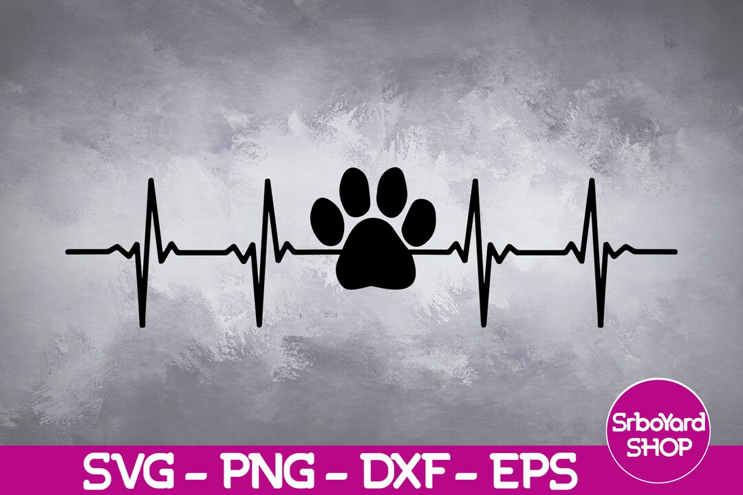 Paw Pulse Heartbeat Svg, Paw Pulse Ekg, Pulse Paw Svg, Dog Heartbeat ...