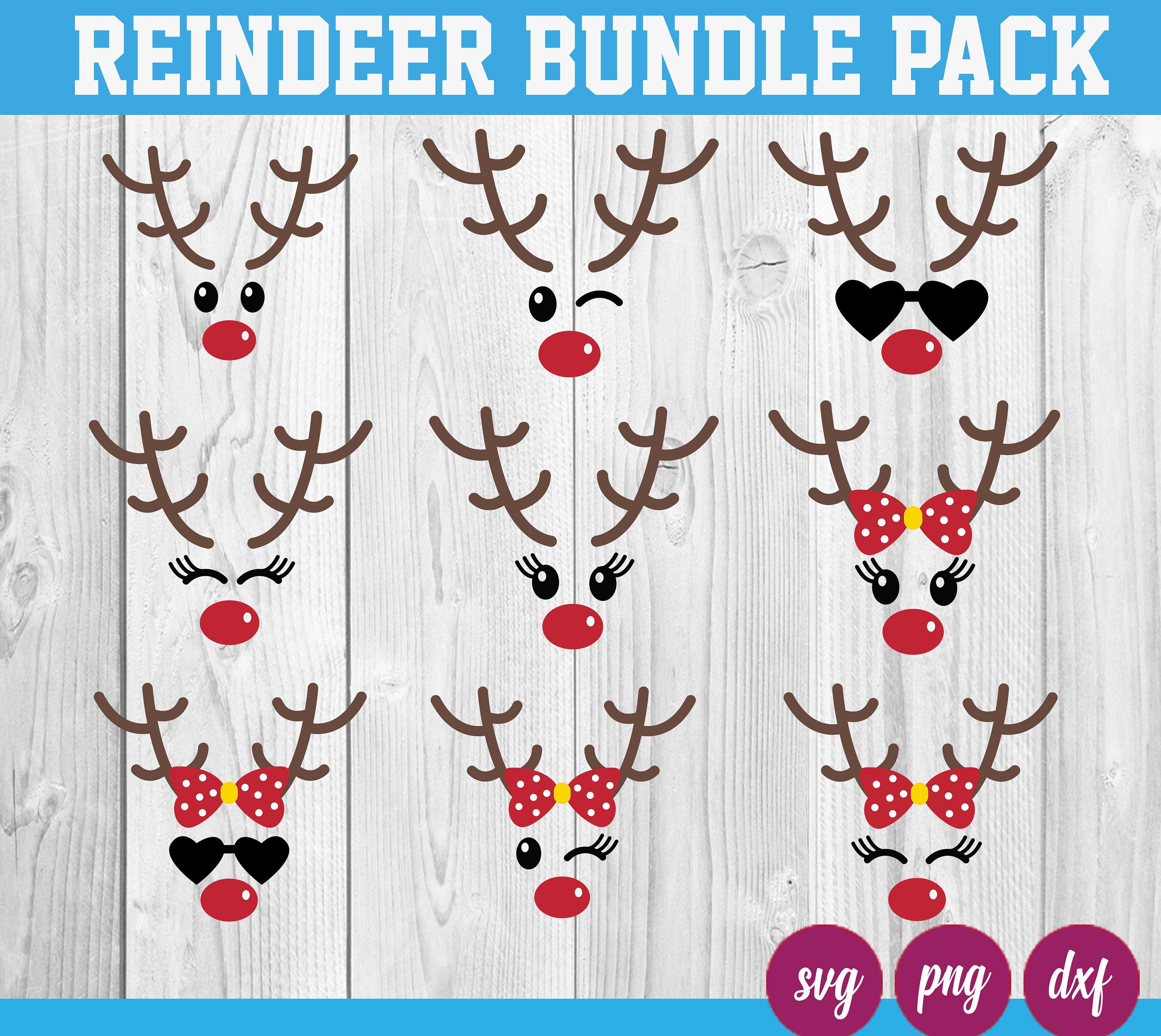50% OFF Reindeer Face Svg Bundle Reindeer Bundle Svg Rudolph | Etsy