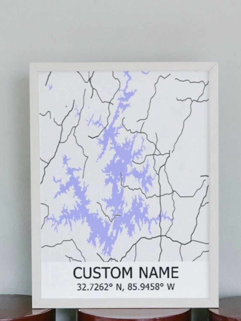 Custom Lake Map Print Lake House Art Digital Download Lake - Etsy