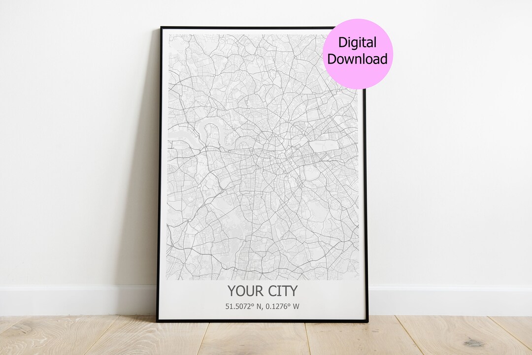 Any City Map, Custom Map, Custom Map Poster, Any City, Any Town ...