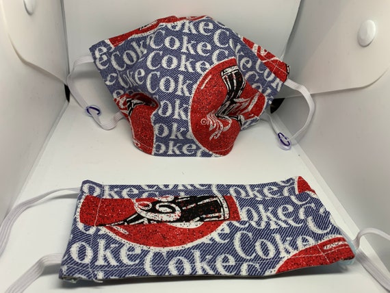 Face Mask Coca Cola on Denim Print Child or Adult | Etsy