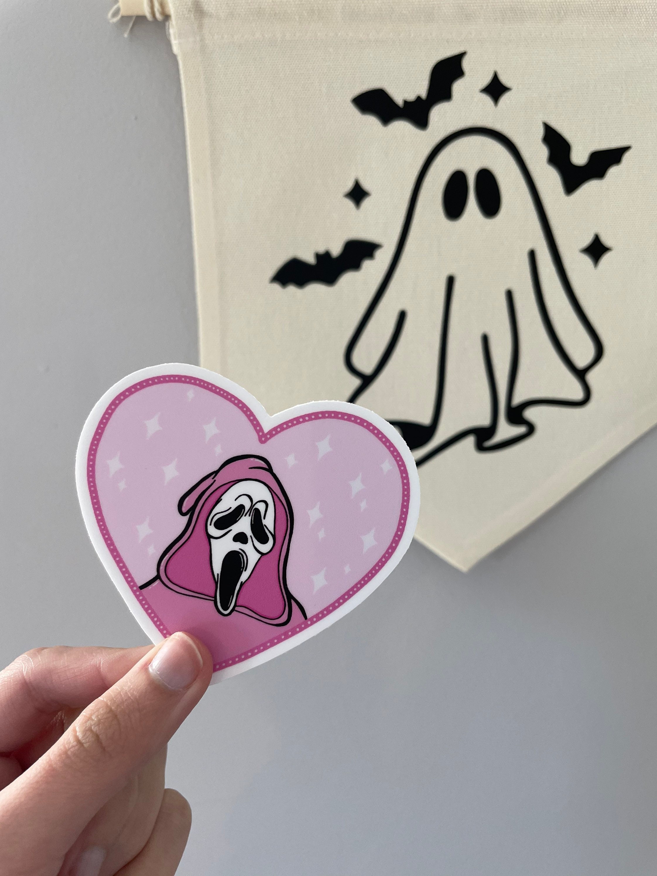 Halloween Sticker Ghost Face Stickers Vinyl Sticker Etsy