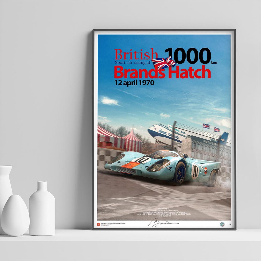 Porsche 917K Gulf Poster Brands Hatch 1970 Signed Limited Edition - Etsy