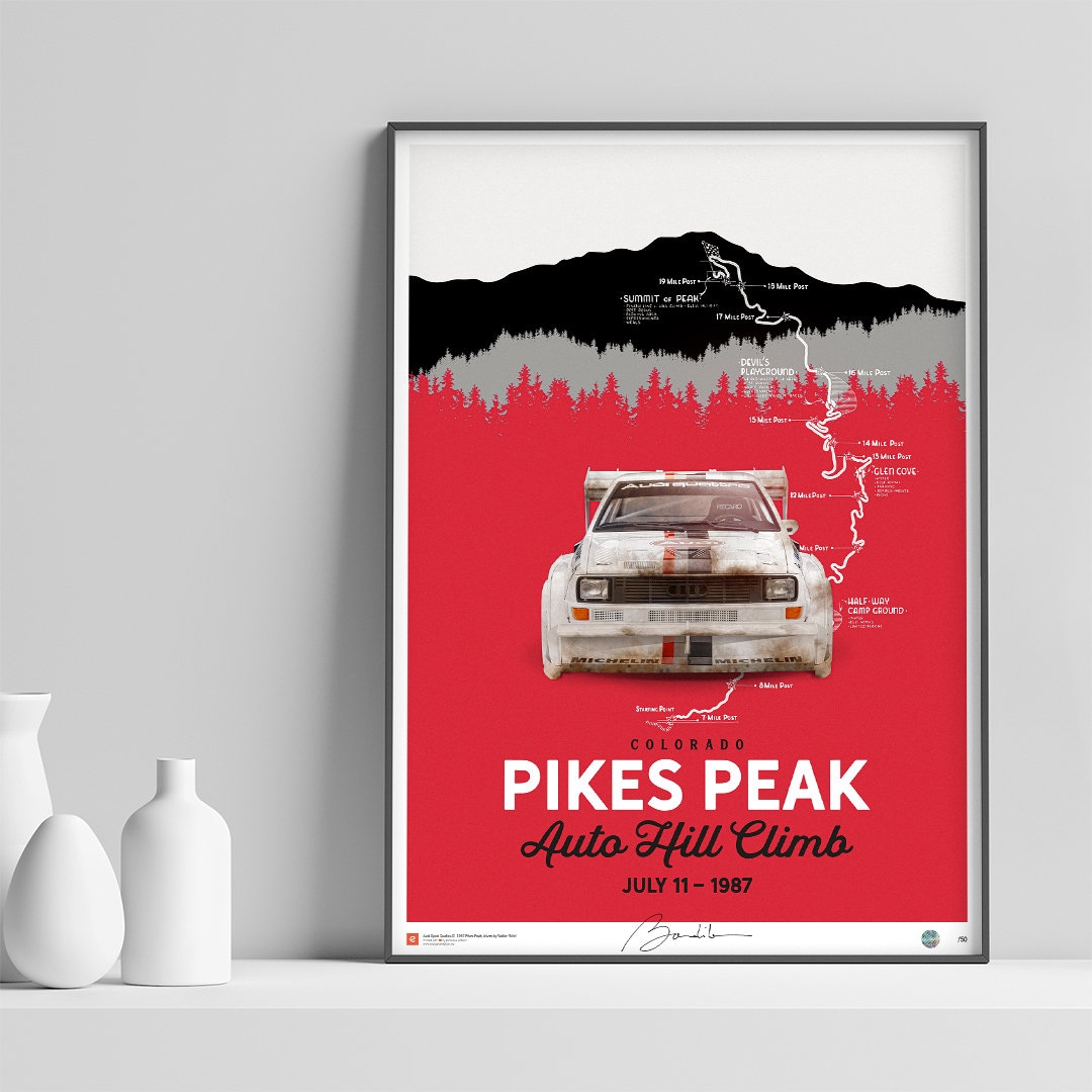 Audi Quattro S1 Poster, Pikes Peak 1987. Limited Edition Car Poster ...