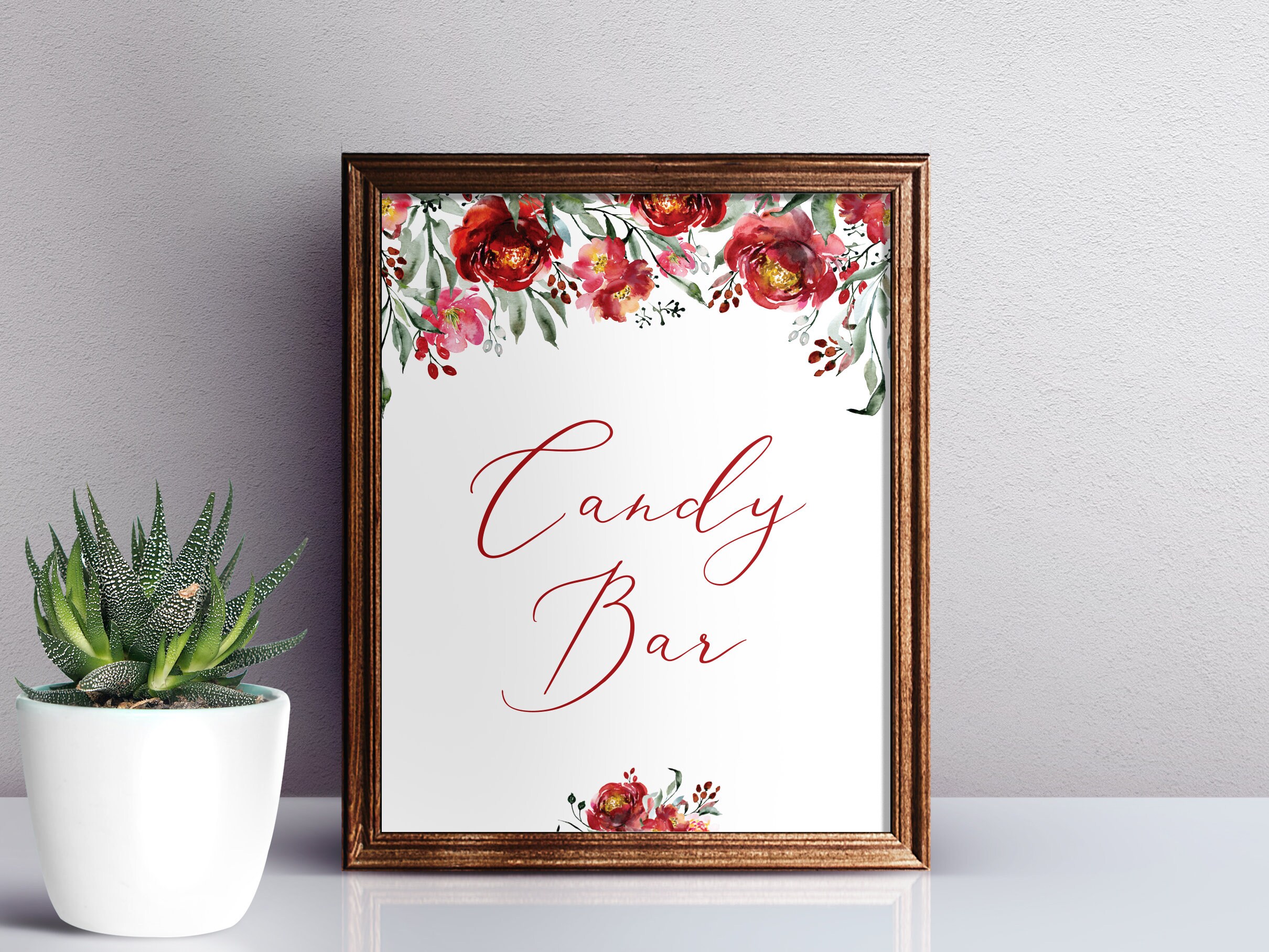 Printable Candy Bar Sign, Baby Shower Candy Bar Sign, Blush Pink Floral ...