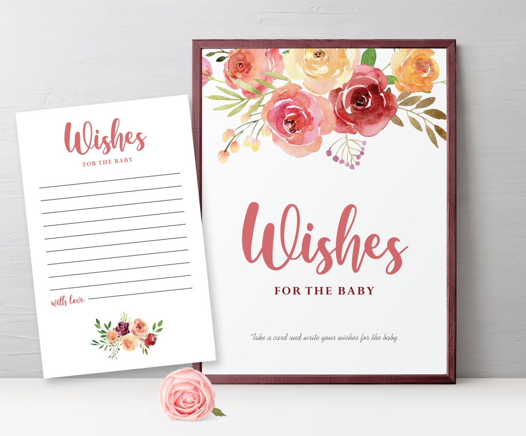 Wishes for Baby Sign and Note Cards Printable Baby Shower - Etsy