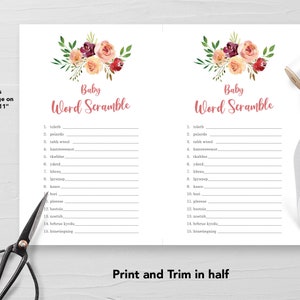 Baby Word Scramble Game Baby Shower Game Blush Pink Floral - Etsy Canada