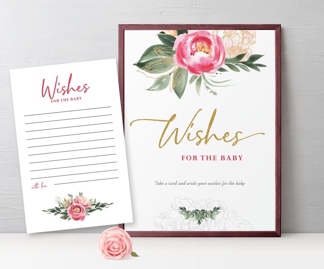 Wishes for Baby Sign and Note Cards Printable Baby Shower - Etsy