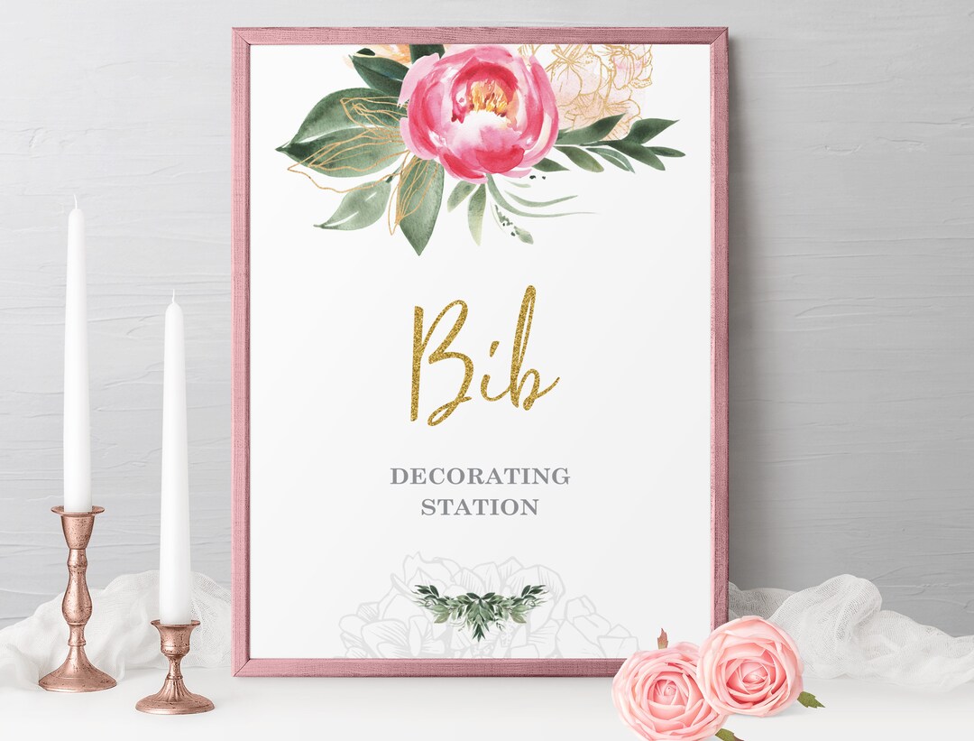 Bib Decorating Station Sign Printable Baby Shower Decorate A - Etsy