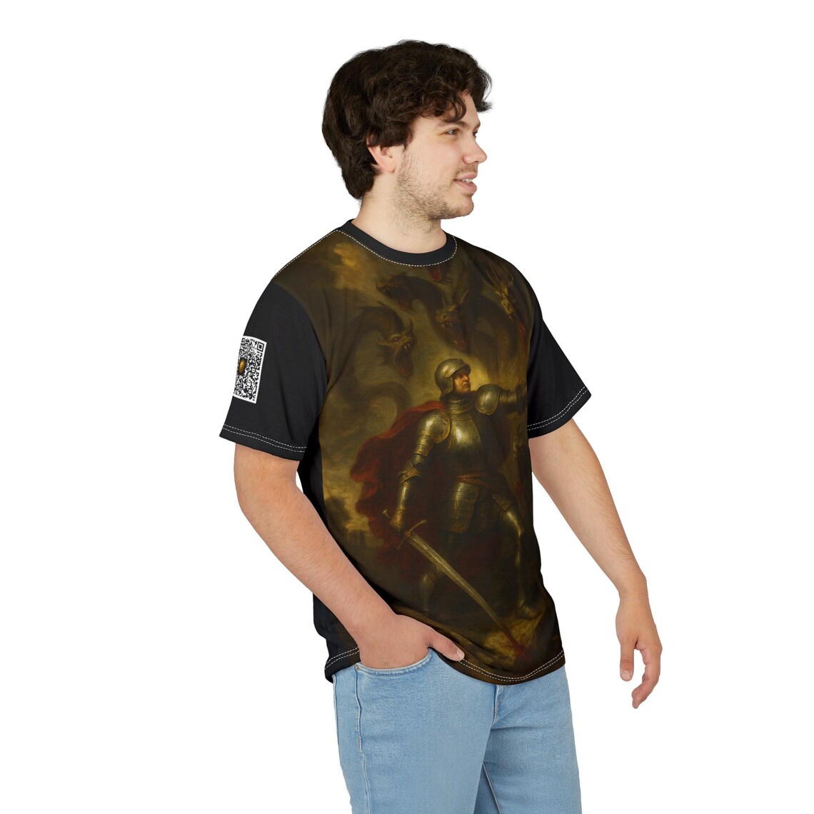 Medieval Knight T-shirt, Battle Art Tee, Fantasy Print Top, Unisex ...