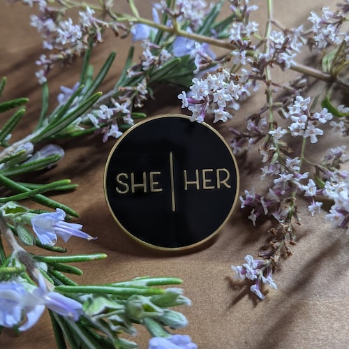 She/her Pronoun Hard Enamel Pin Badge - Etsy UK