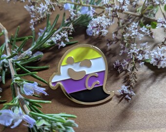 Non Binary Enby Pride LGBTQIA Hyena Skull Enamel Pin 45mm | Etsy