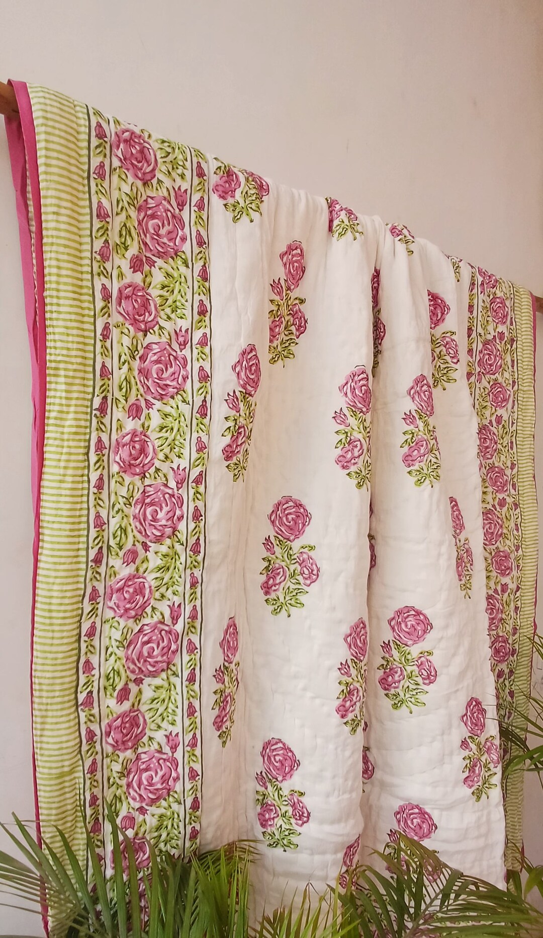 Block Printed Reversible Quilt Soft Cotton , Quilt Hand Block Print ...